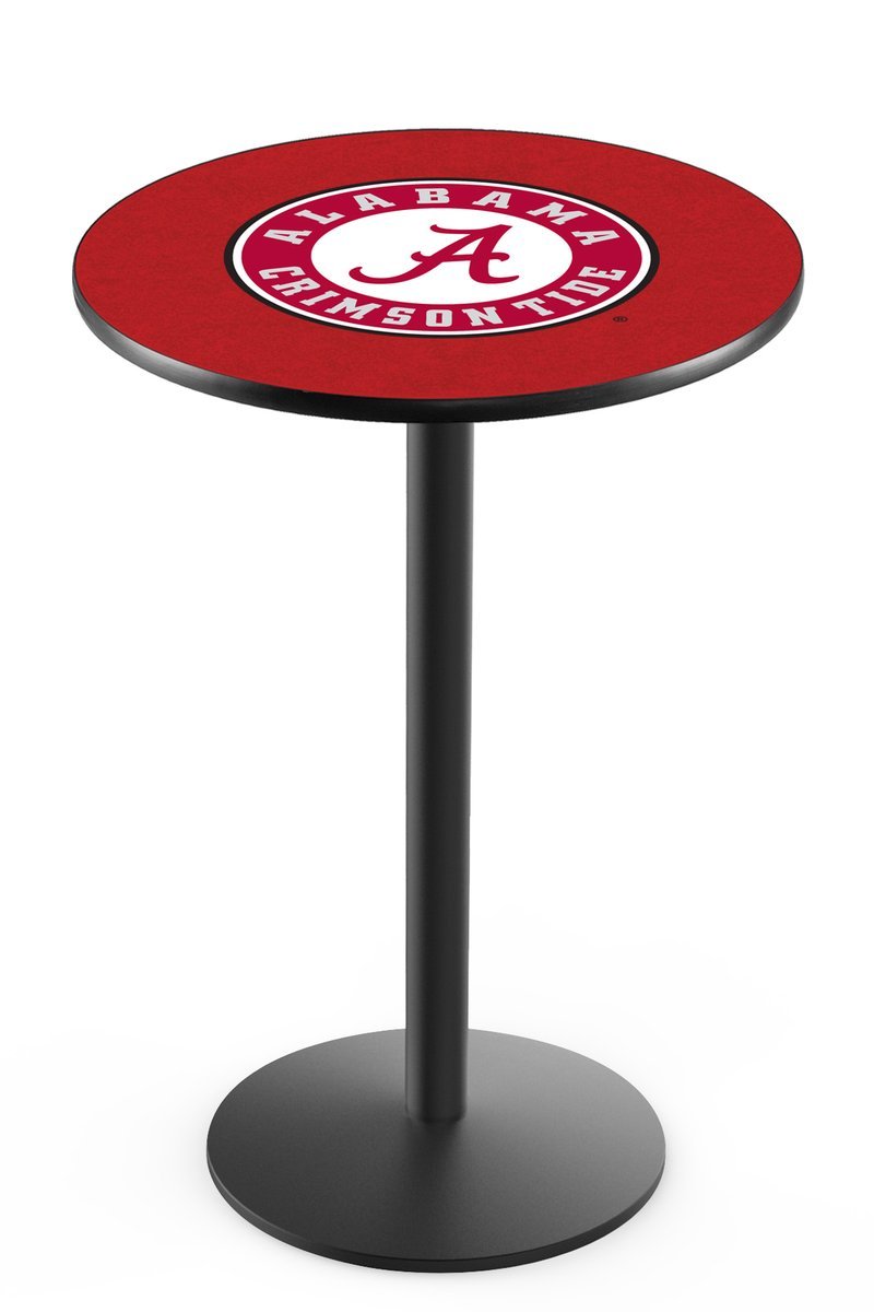 Alabama Pub Table - 36" Black w/ Official College Logo - Family Leisure