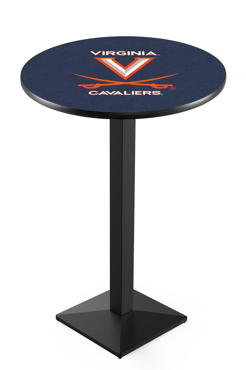Virginia Pub Table - 36" Black w/ Official College Logo - Family Leisure