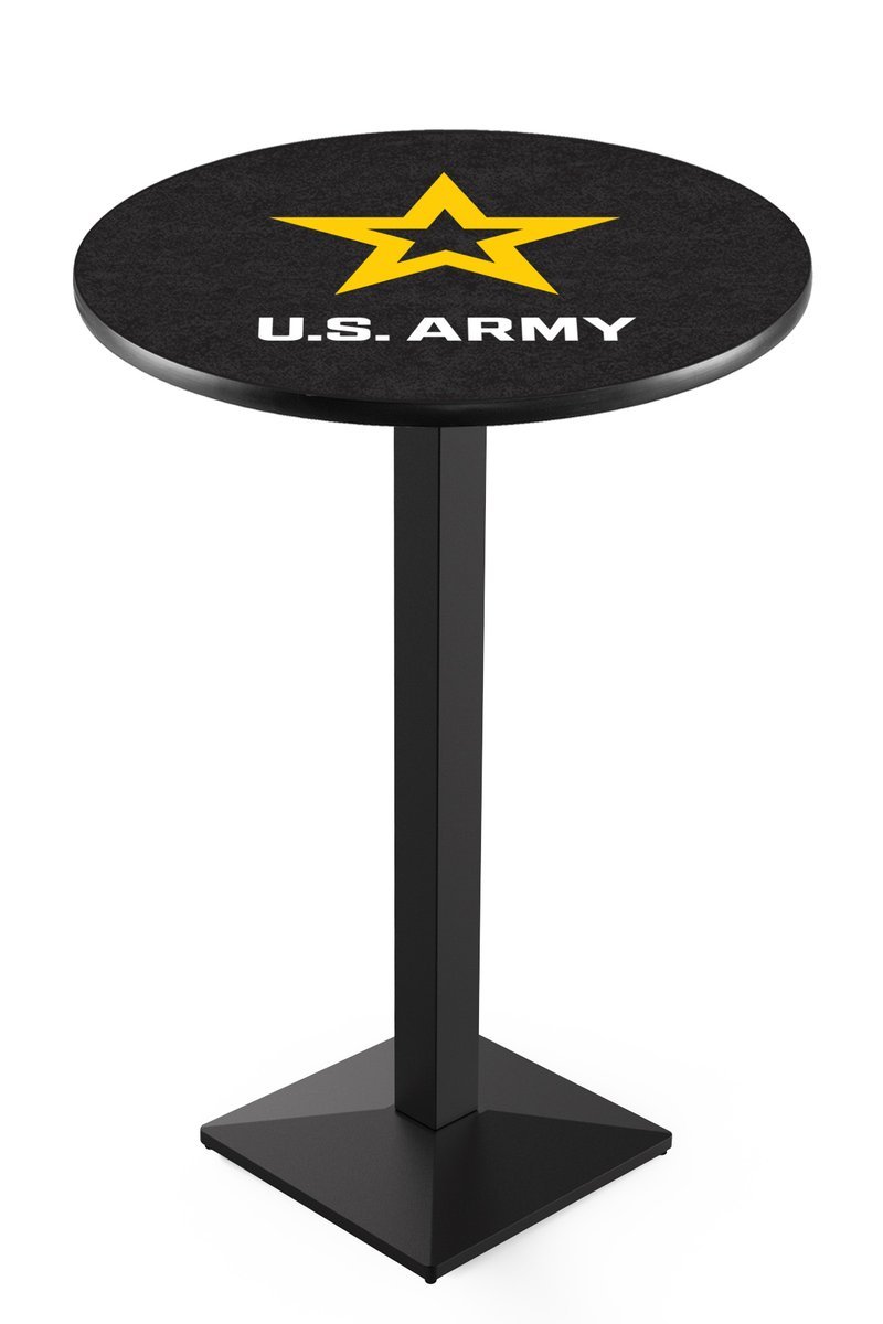 U.S. Army Pub Table - 36" Black w/ Official Military Logo - Family Leisure